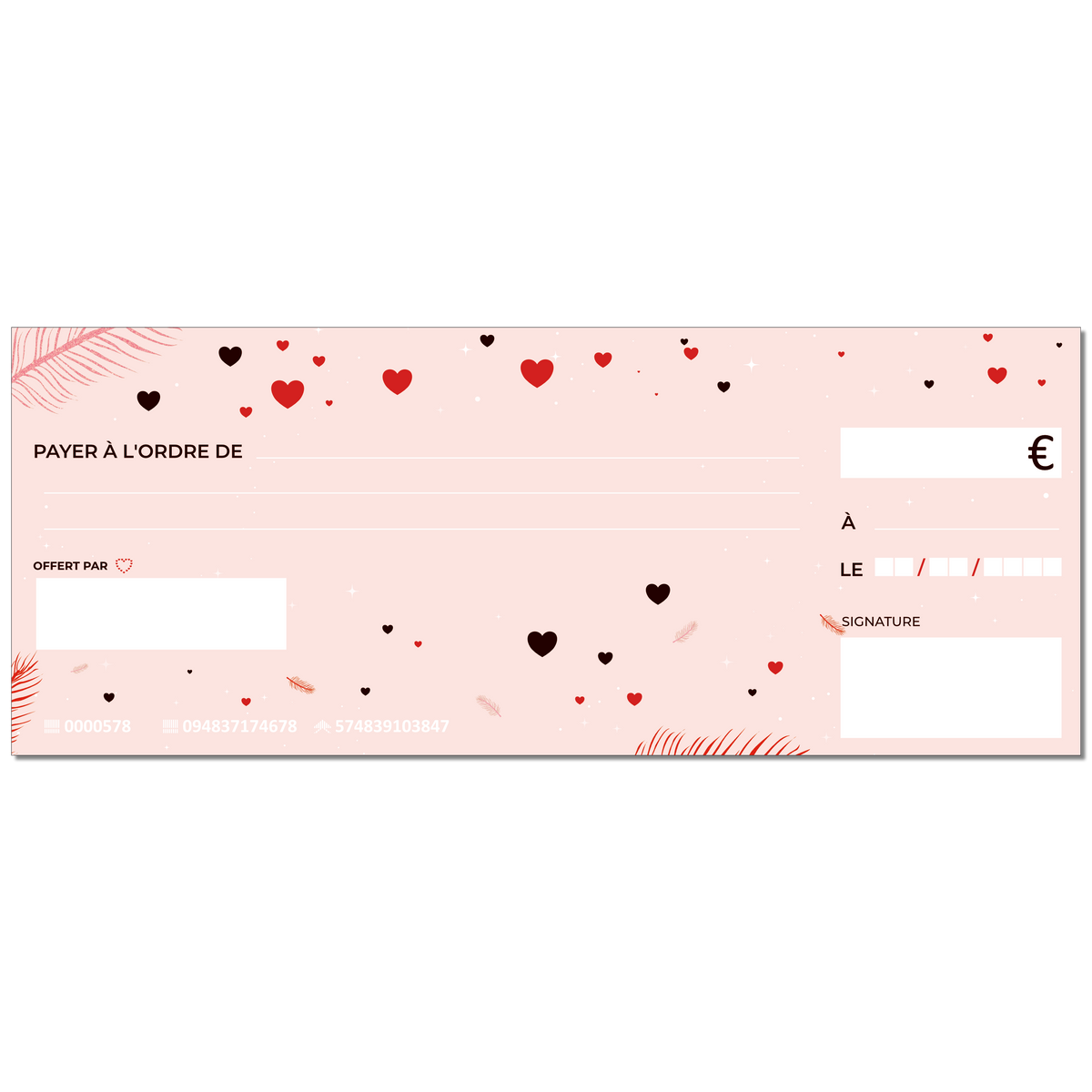 faux chèque de banque à imprimer modèle wedding et Saint Valentin Rose ...