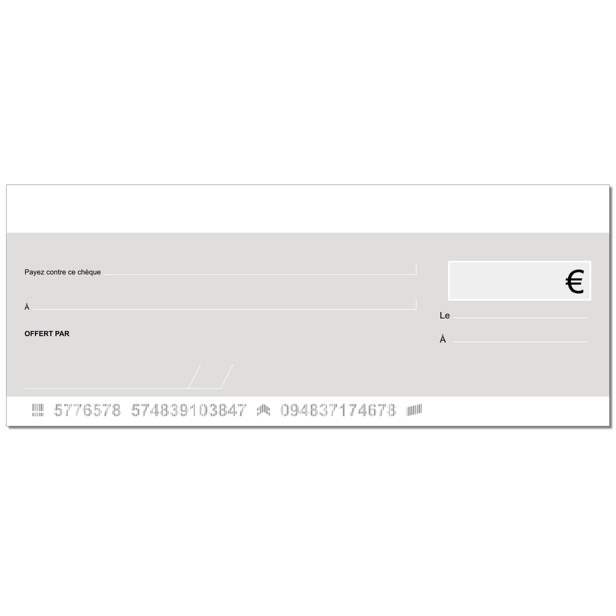 Chèque factice géant effaçable personnalisé modèle neutre gris souris ...