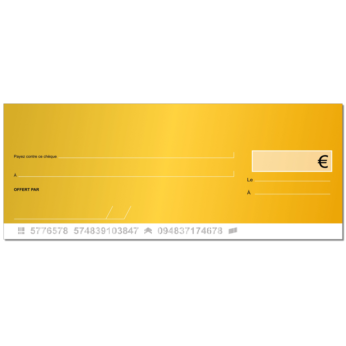 Chèque factice géant effaçable personnalisé modèle neutre or intégral ...