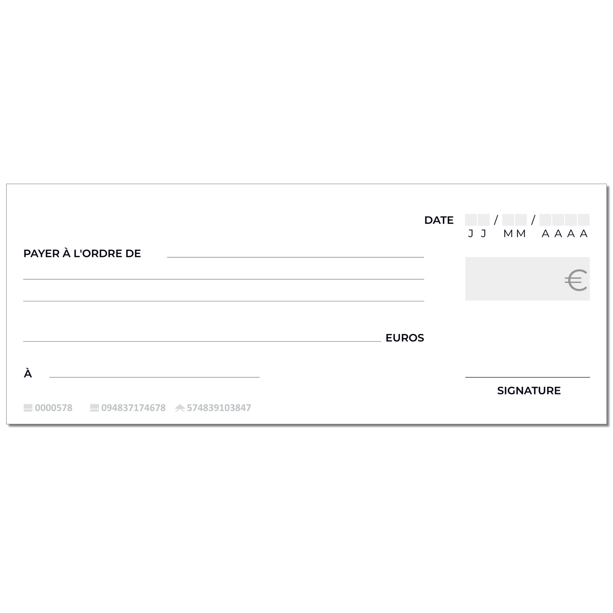 Chèque factice géant effaçable personnalisé modèle français gris — Bien ...