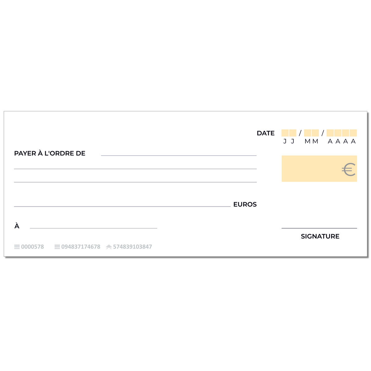 Chèque factice géant effaçable personnalisé modèle français jaune ...