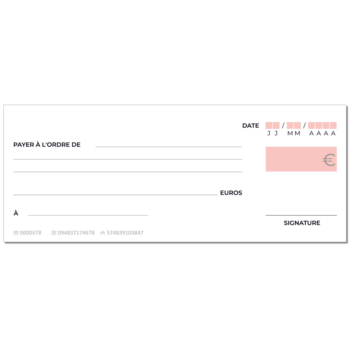 Chèque factice géant effaçable personnalisé modèle français rose — Bien ...