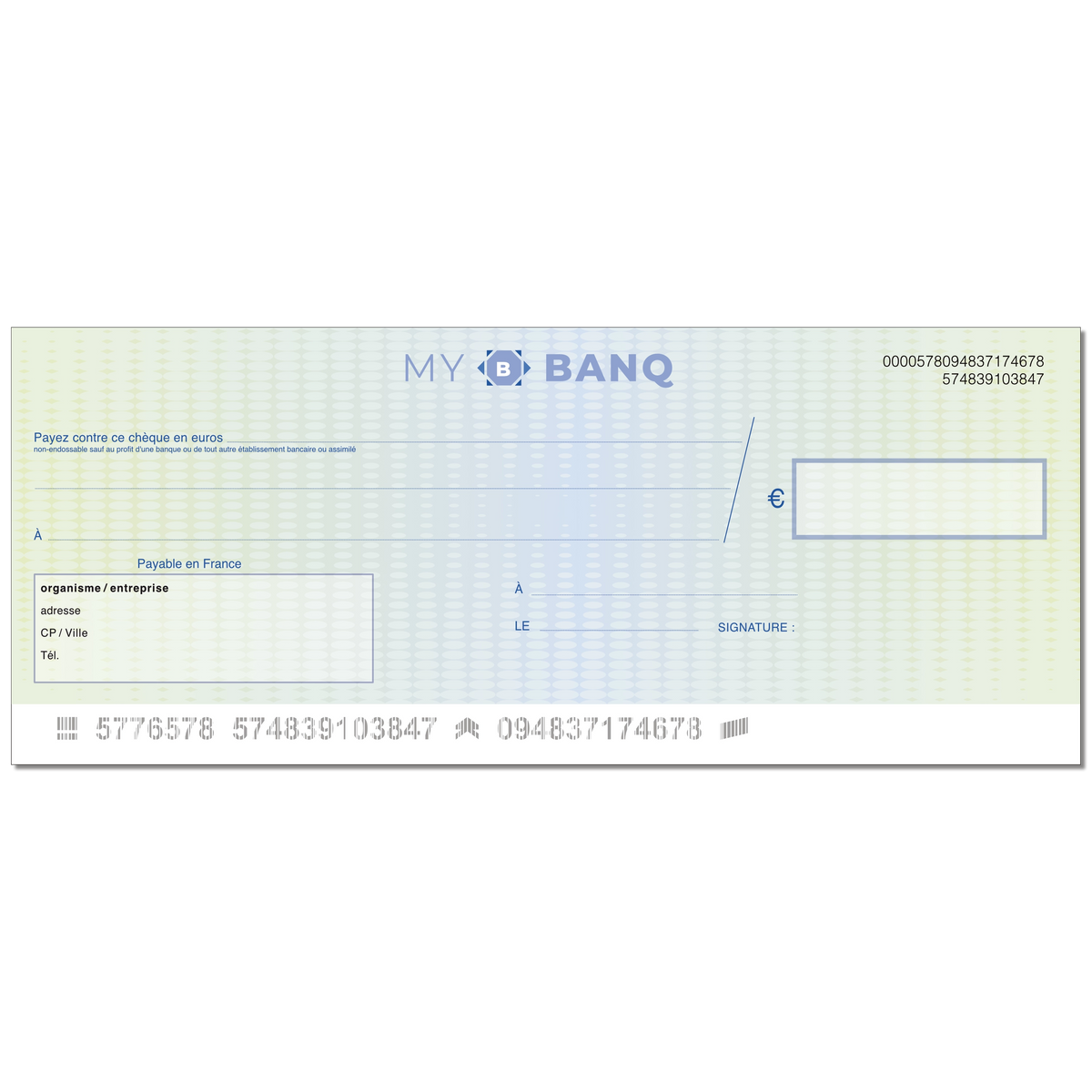 Chèque factice géant effaçable personnalisé modèle banque — Bien-stocker