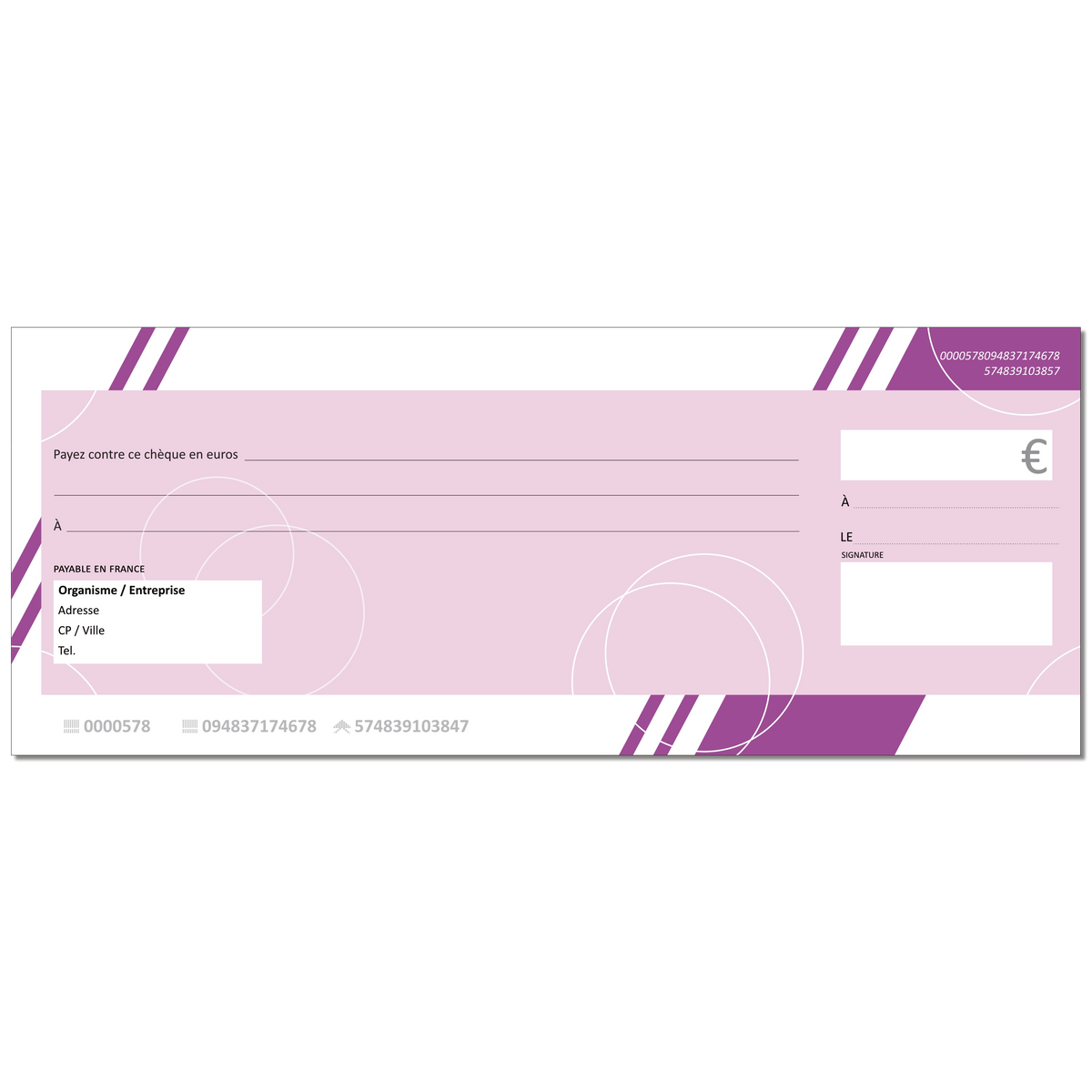 Chèque factice géant effaçable personnalisé modèle rose tendance — Bien ...