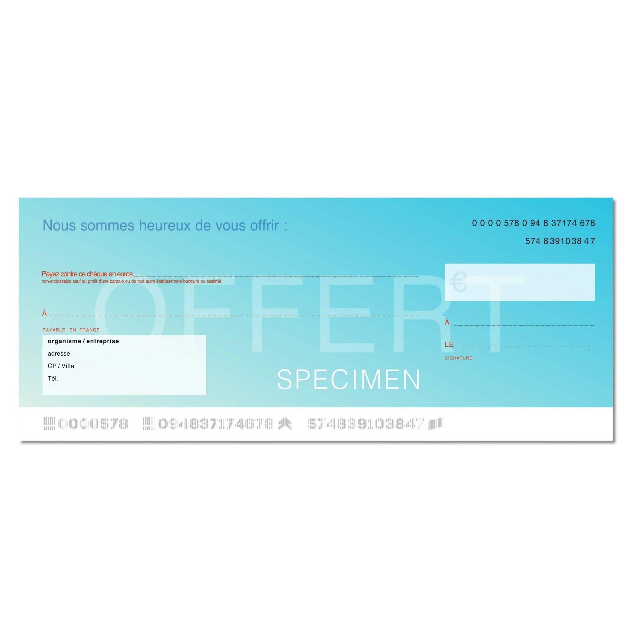 Chèque factice géant effaçable personnalisé modèle dégradé — Bien-stocker