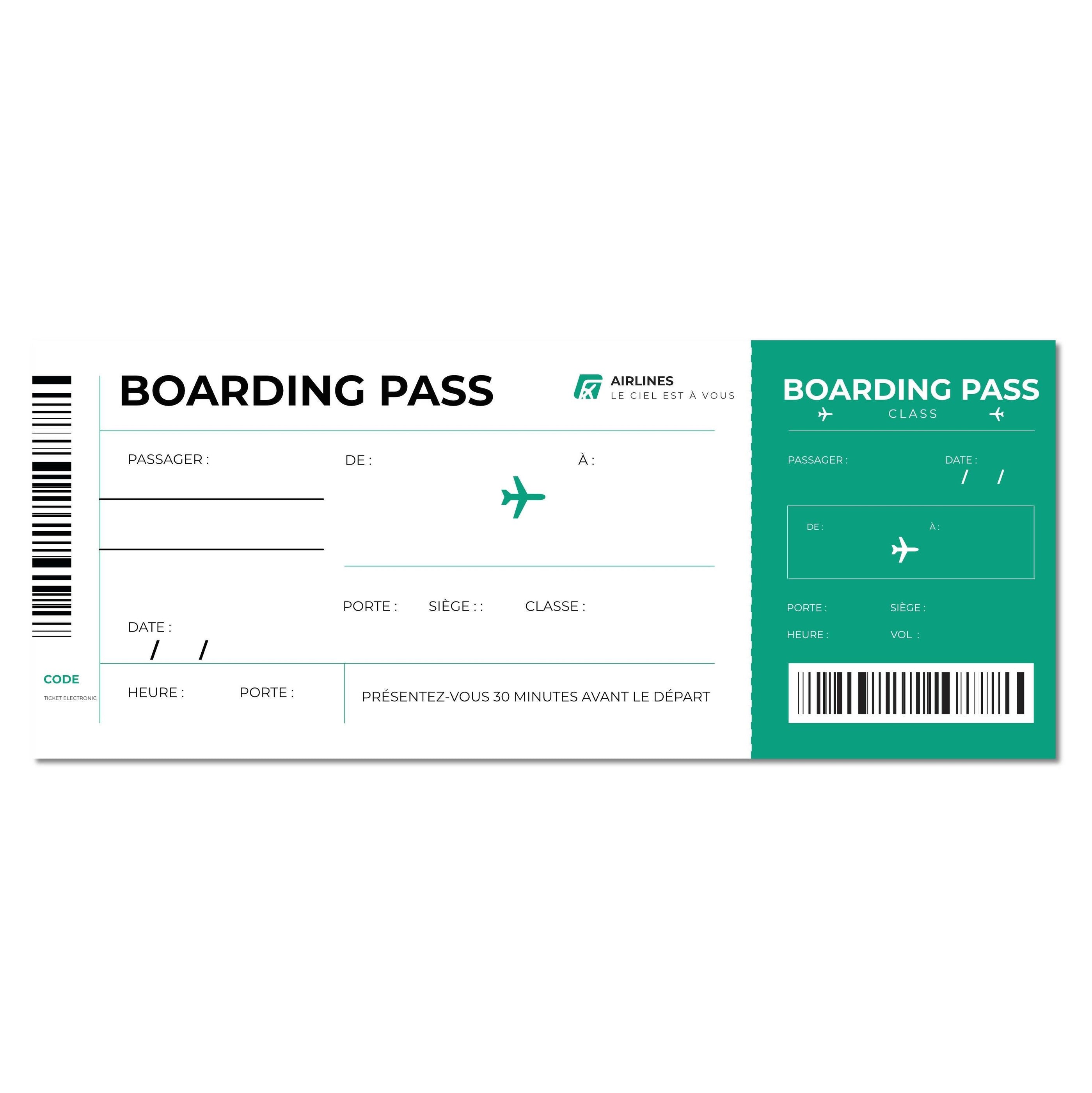 Billet d'avion factice géant personnalisé modèle vert — Bien-stocker