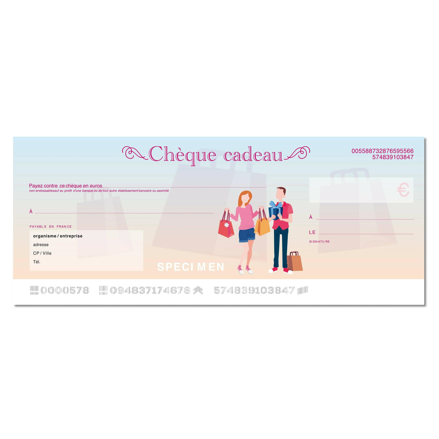 Chèque factice géant effaçable personnalisé modèle shopping — Bien-stocker