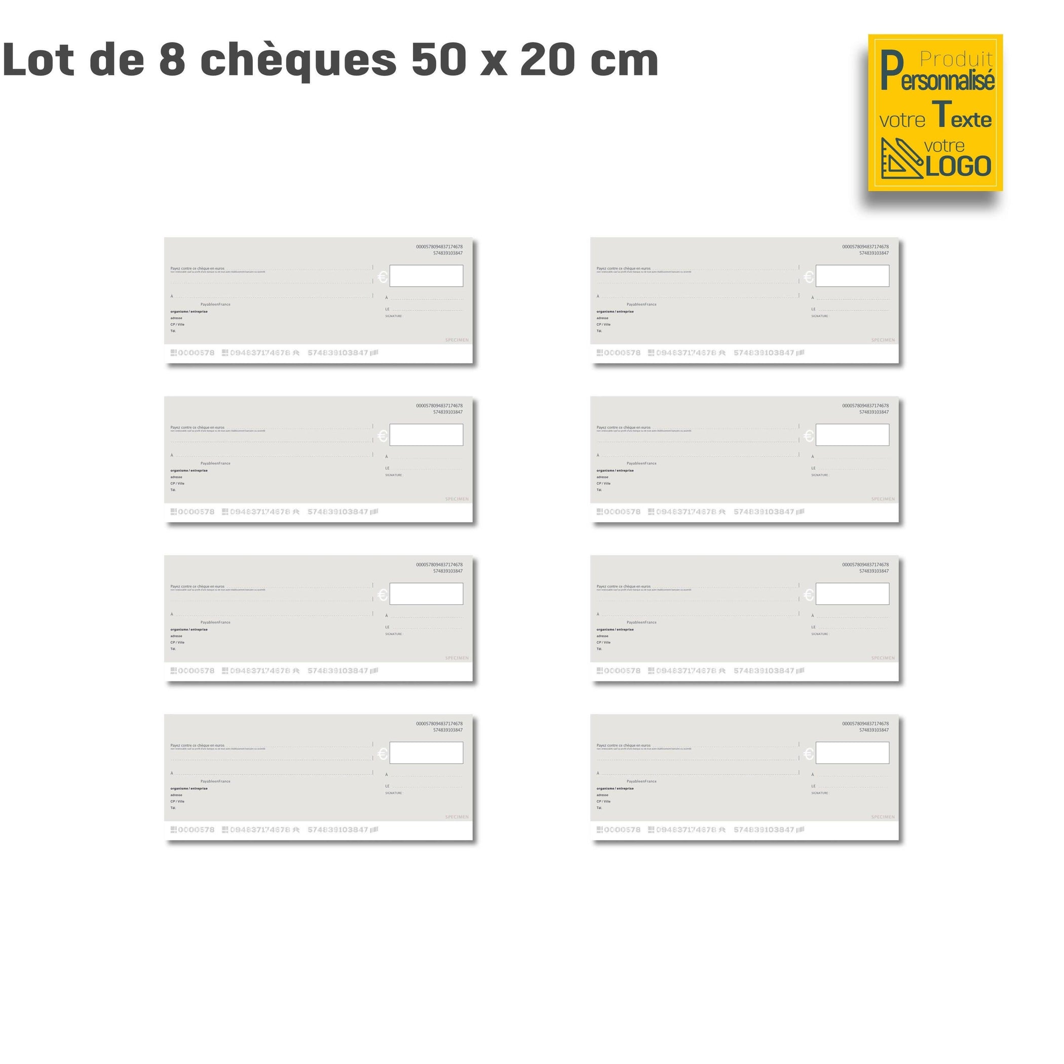 Chèque factice géant effaçable personnalisé modèle simple — Bien-stocker